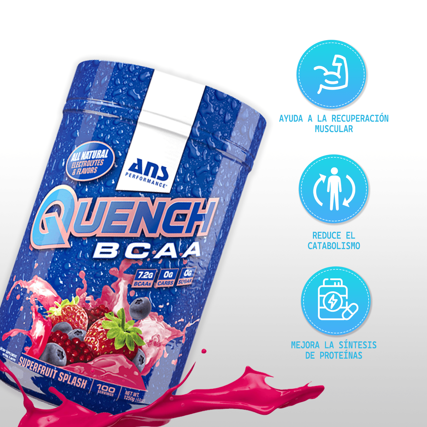 QUENCH BCAA FRUIT PUNCH 100 SRV - Distribuidora Fitness
