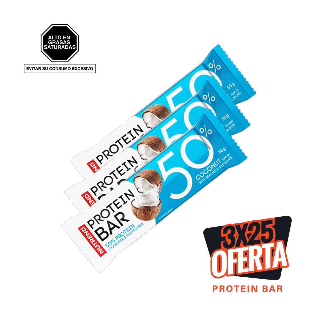 PACK 3 PROTEIN BAR 50 COCONUT - Distribuidora Fitness